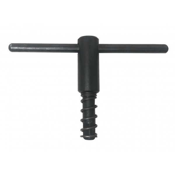 Lathe chuck wrench with spring