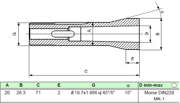 Sleeve Reducing Adapter - W20→ Morse 1